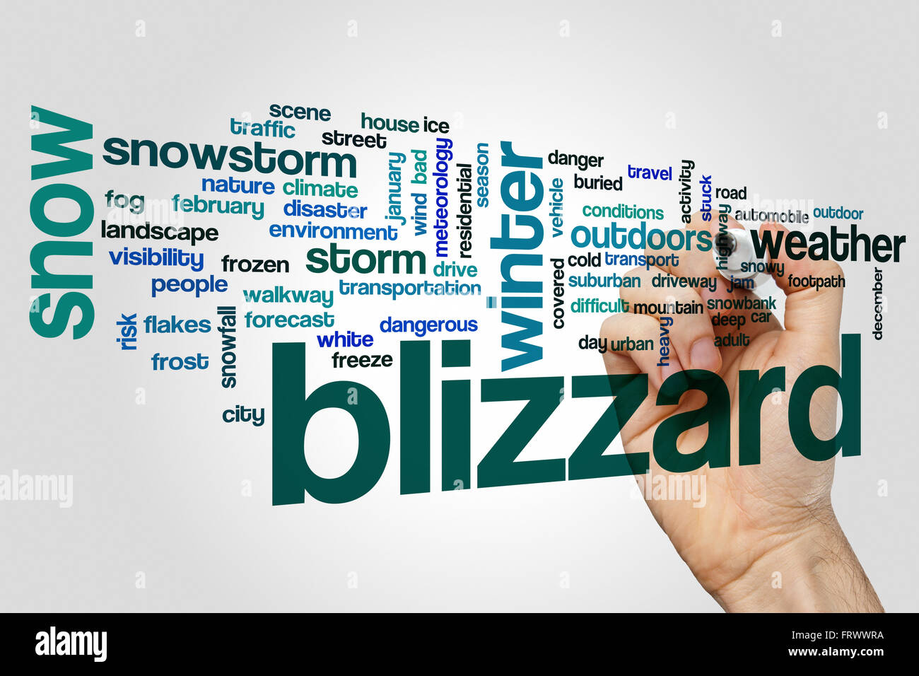 Blizzard word cloud Stock Photo - Alamy