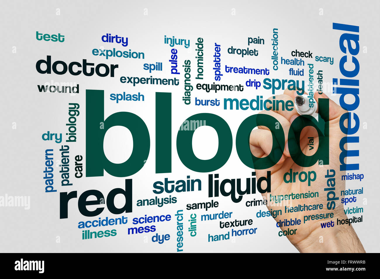 Blood word cloud Stock Photo - Alamy