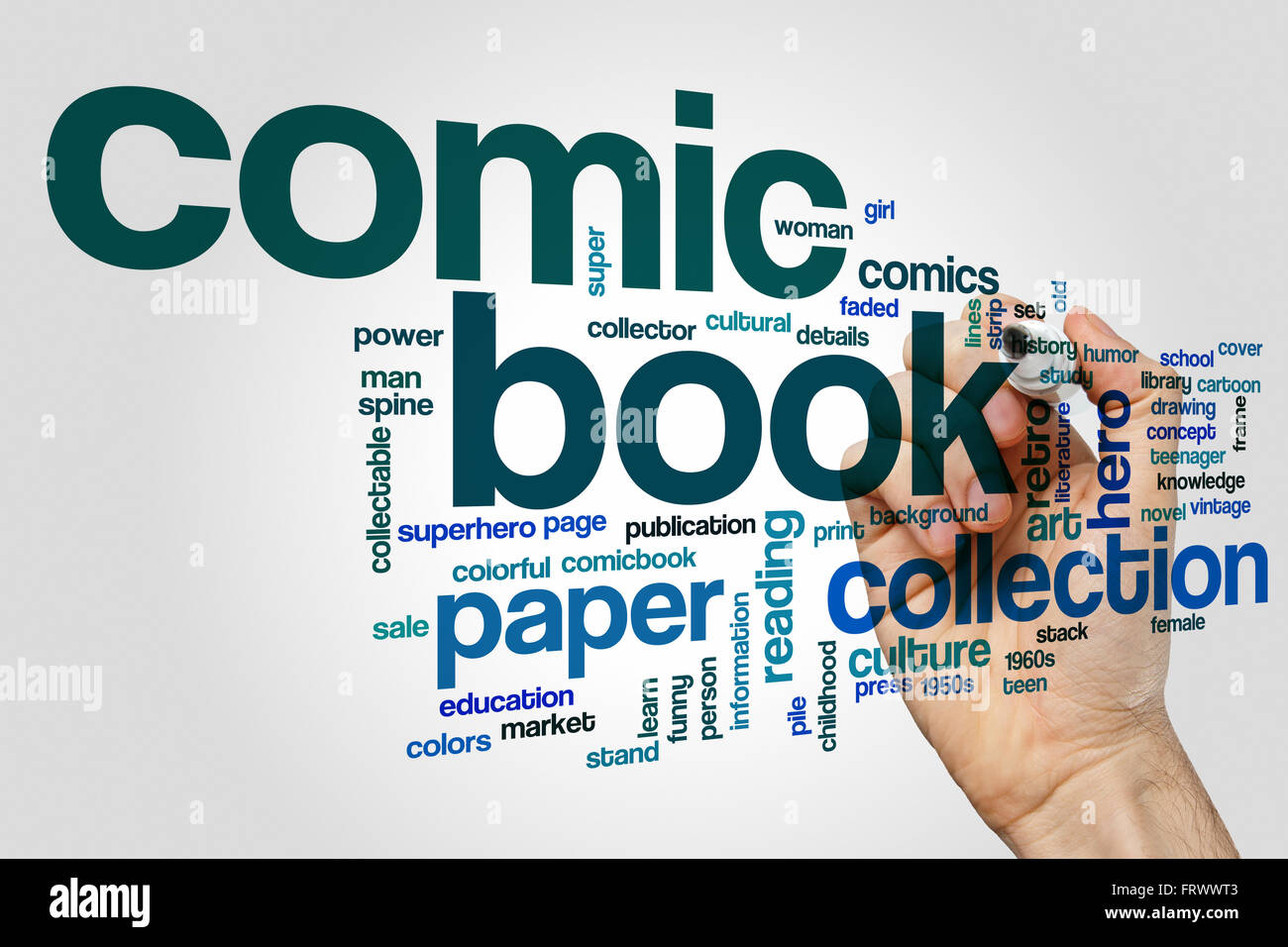 Comic book word cloud Stock Photo - Alamy