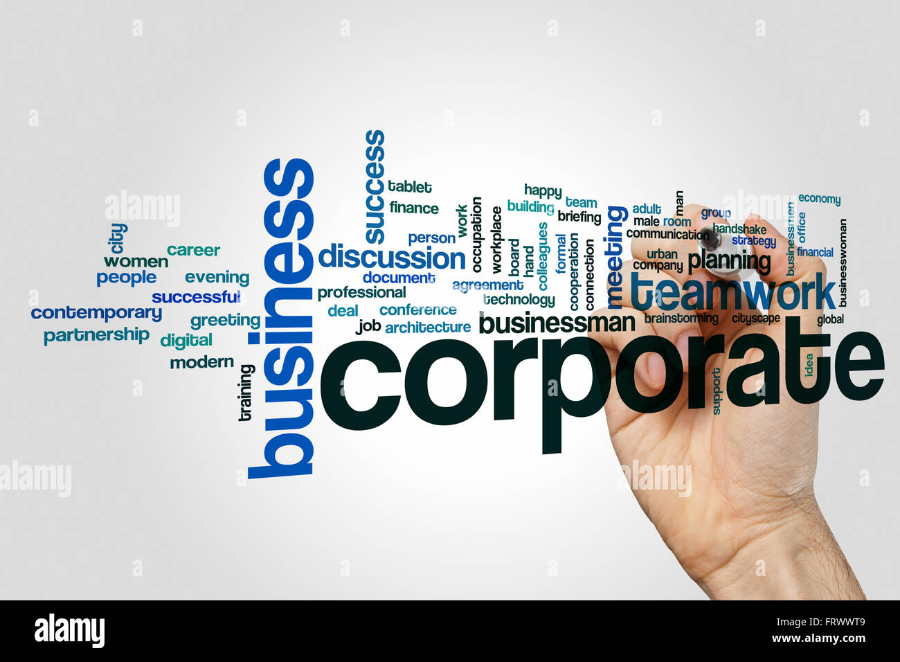 Corporate word cloud Stock Photo - Alamy