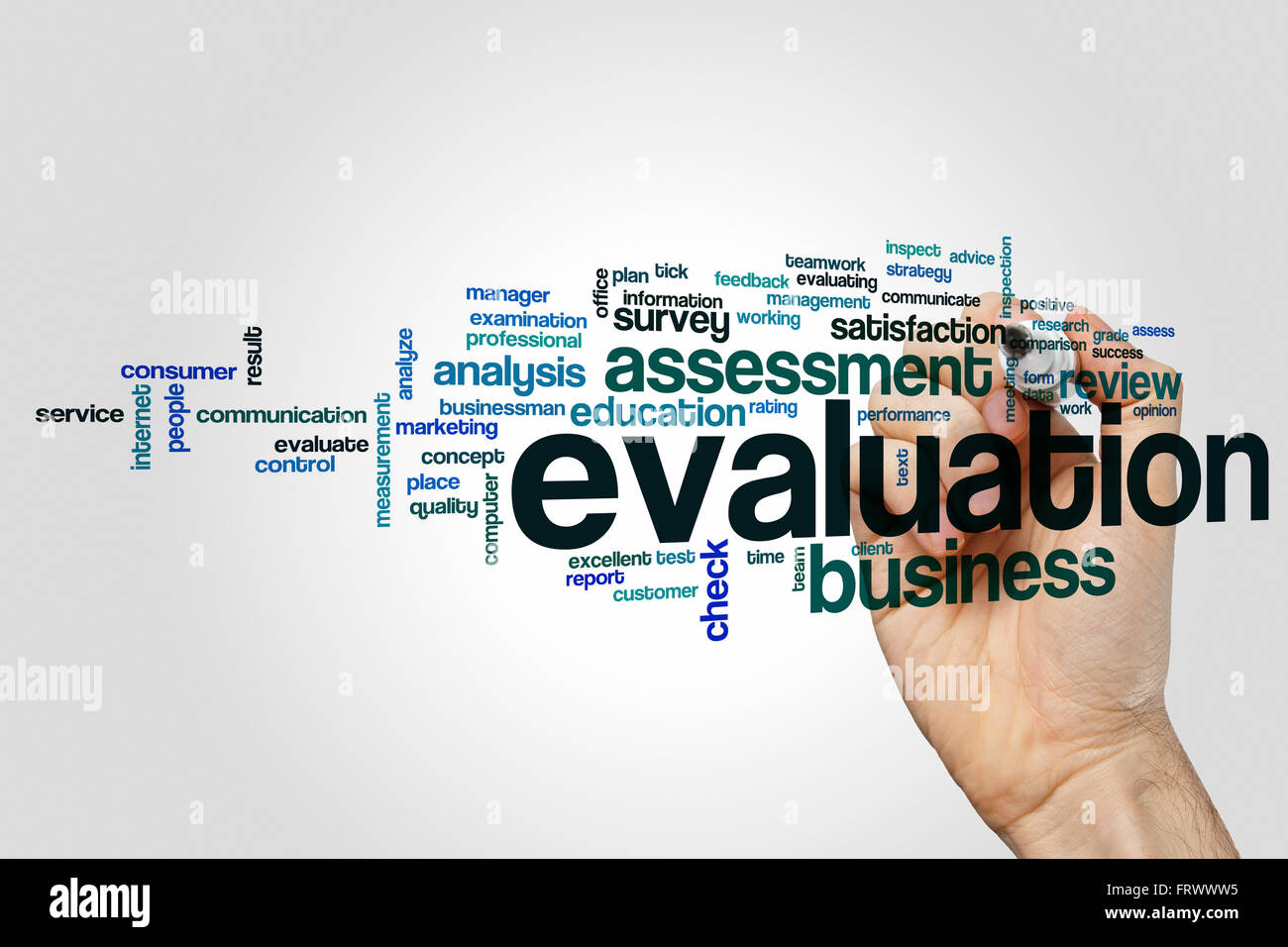 Evaluation word cloud Stock Photo - Alamy