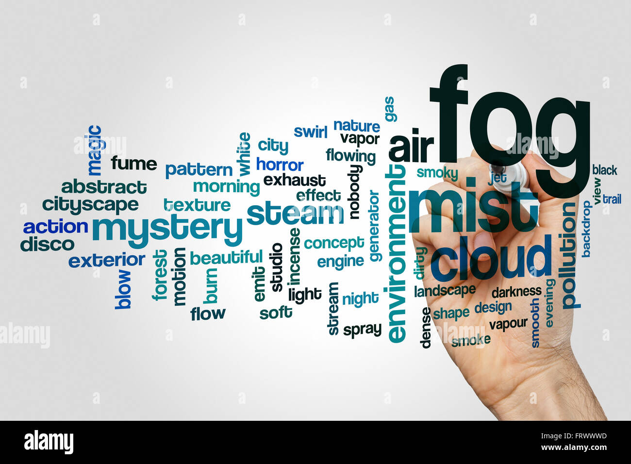 Fog word cloud Stock Photo - Alamy
