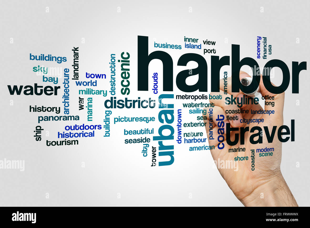 Harbor word cloud Stock Photo - Alamy