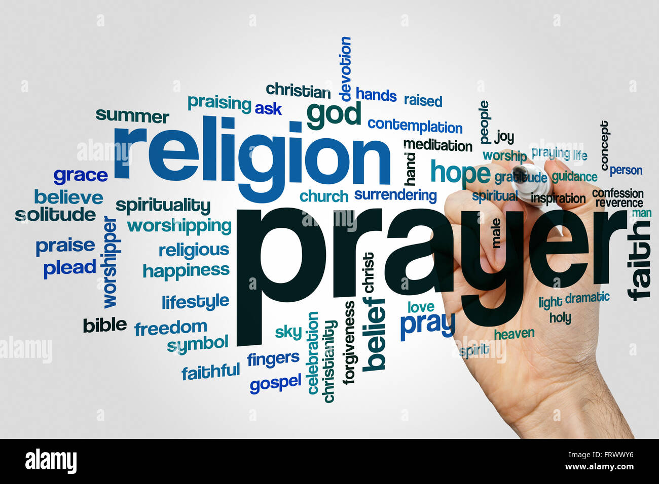 Prayer word cloud Stock Photo - Alamy