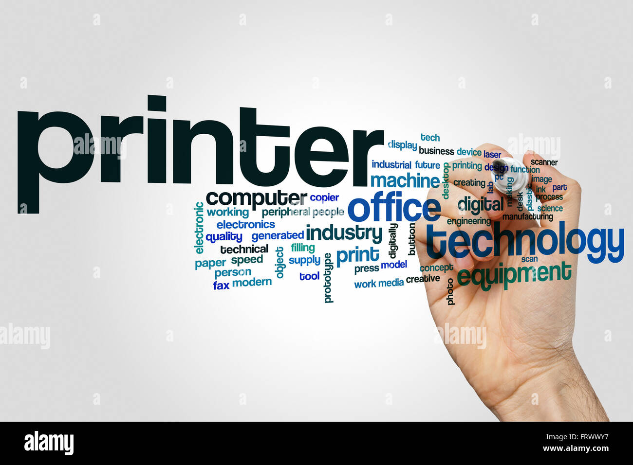 Printer word cloud Stock Photo - Alamy