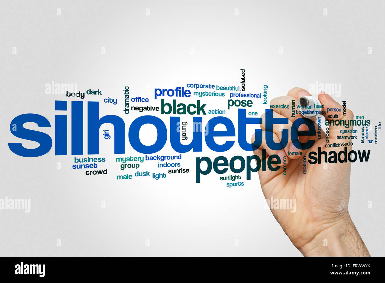 Silhouette word cloud Stock Photo - Alamy