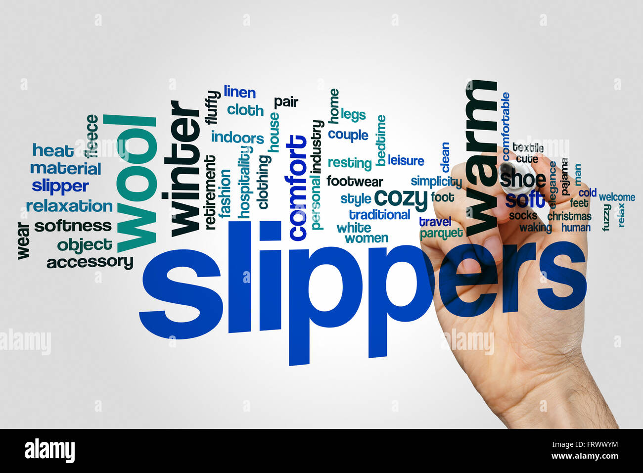 Slippers word cloud Stock Photo - Alamy