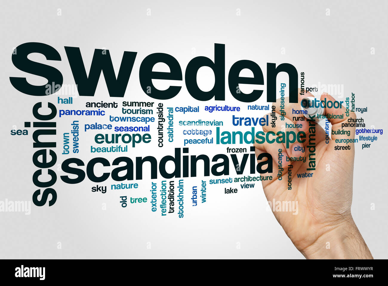 Sweden word cloud Stock Photo - Alamy