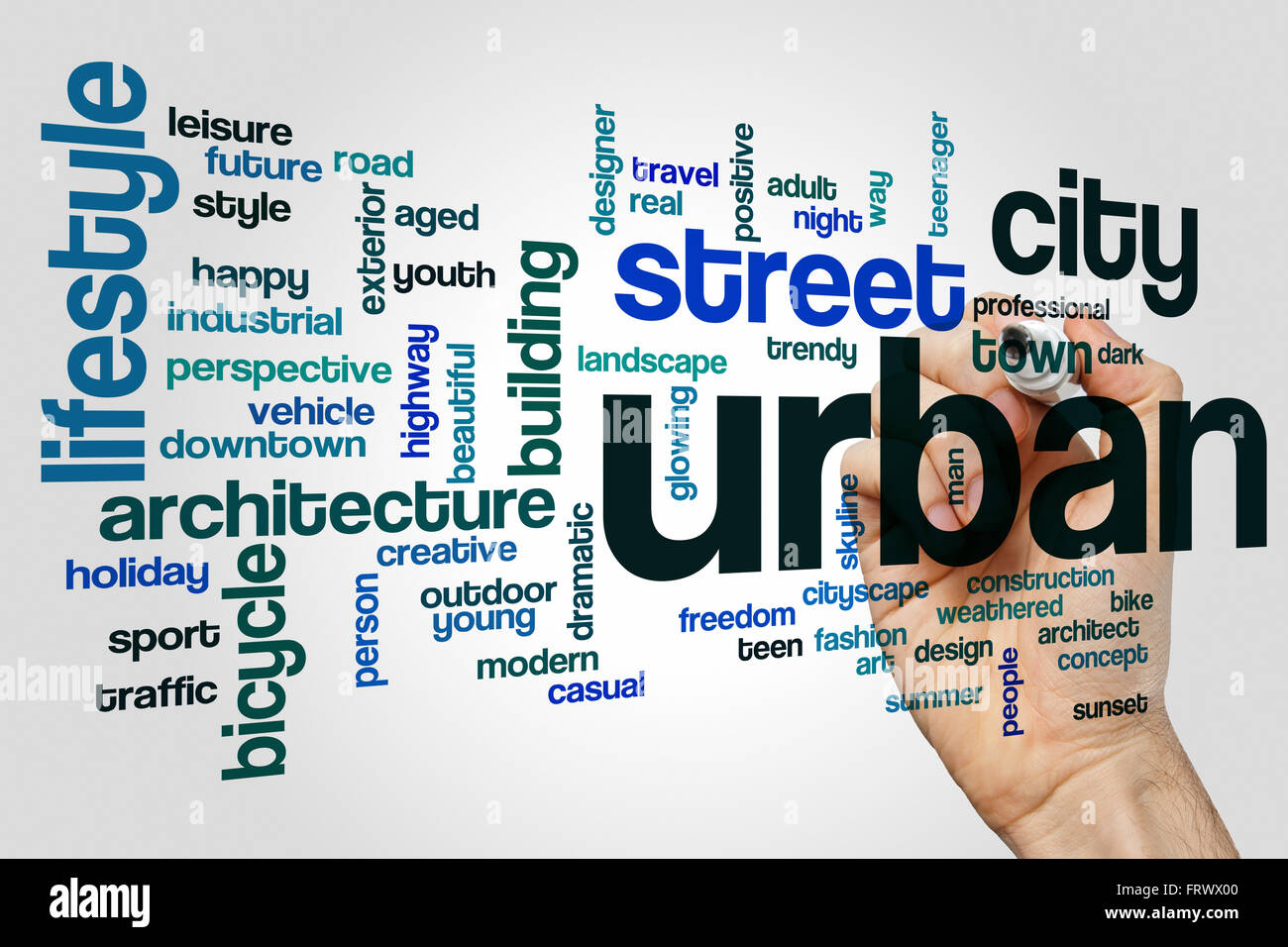 Urban word cloud Stock Photo - Alamy