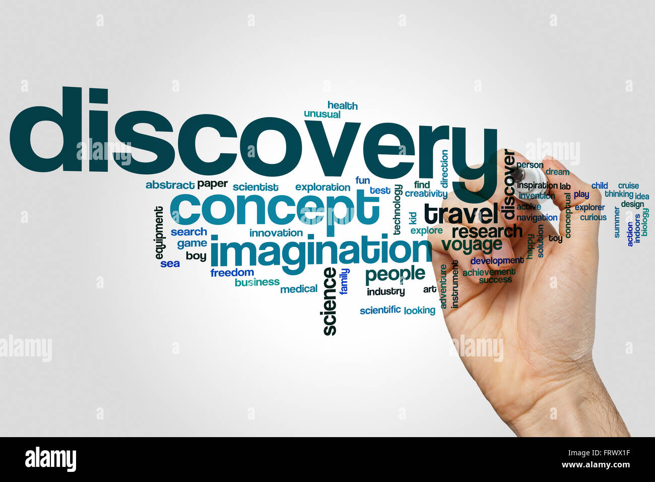 Discovery word cloud concept Stock Photo - Alamy