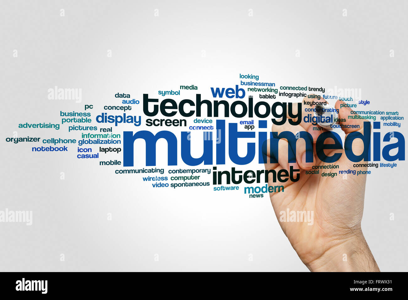 Multimedia word cloud concept Stock Photo - Alamy
