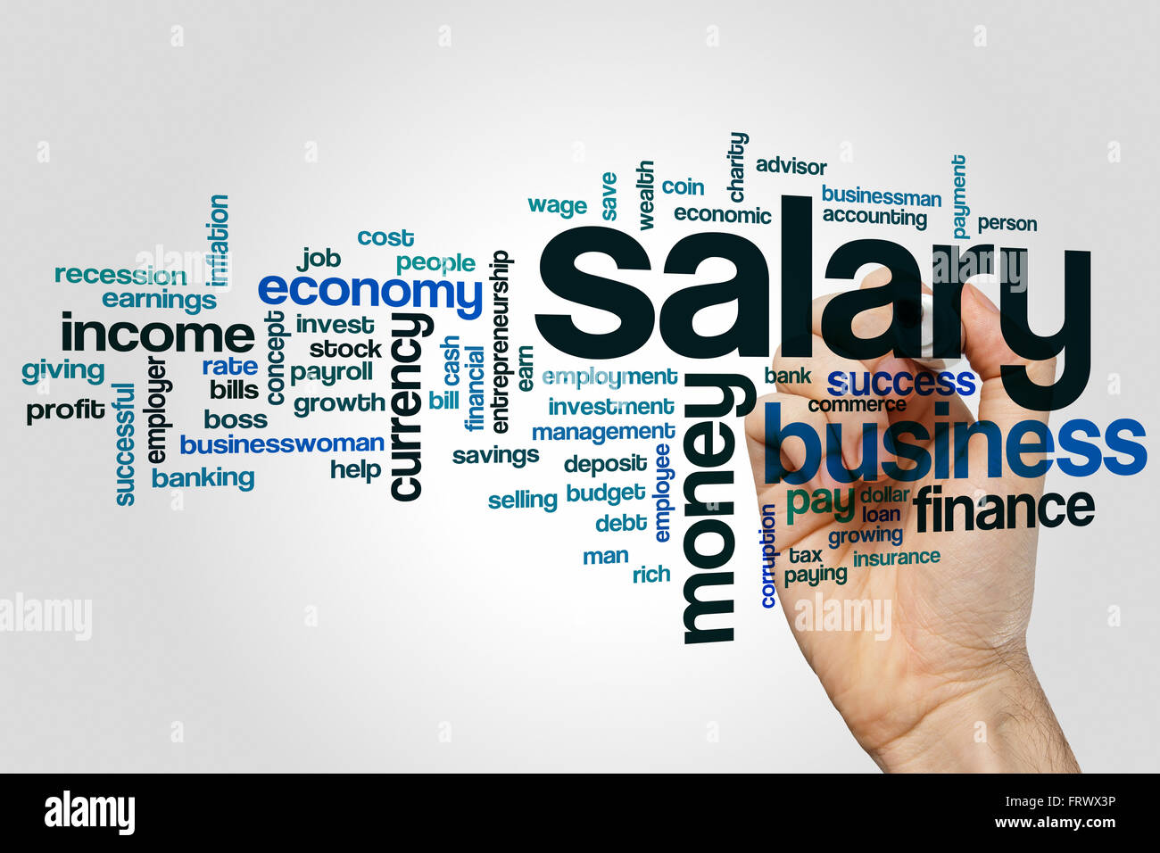 Salary word cloud concept with money finance related tags Stock Photo ...