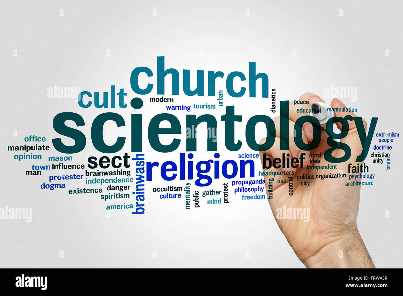 Scientology concept word cloud background Stock Photo - Alamy