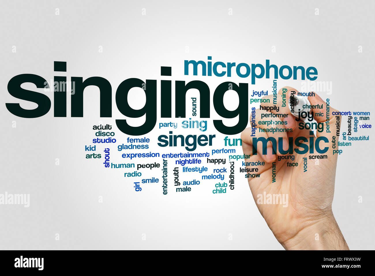 Singing word cloud concept Stock Photo - Alamy