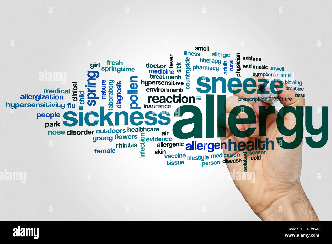 Allergy word cloud concept Stock Photo - Alamy