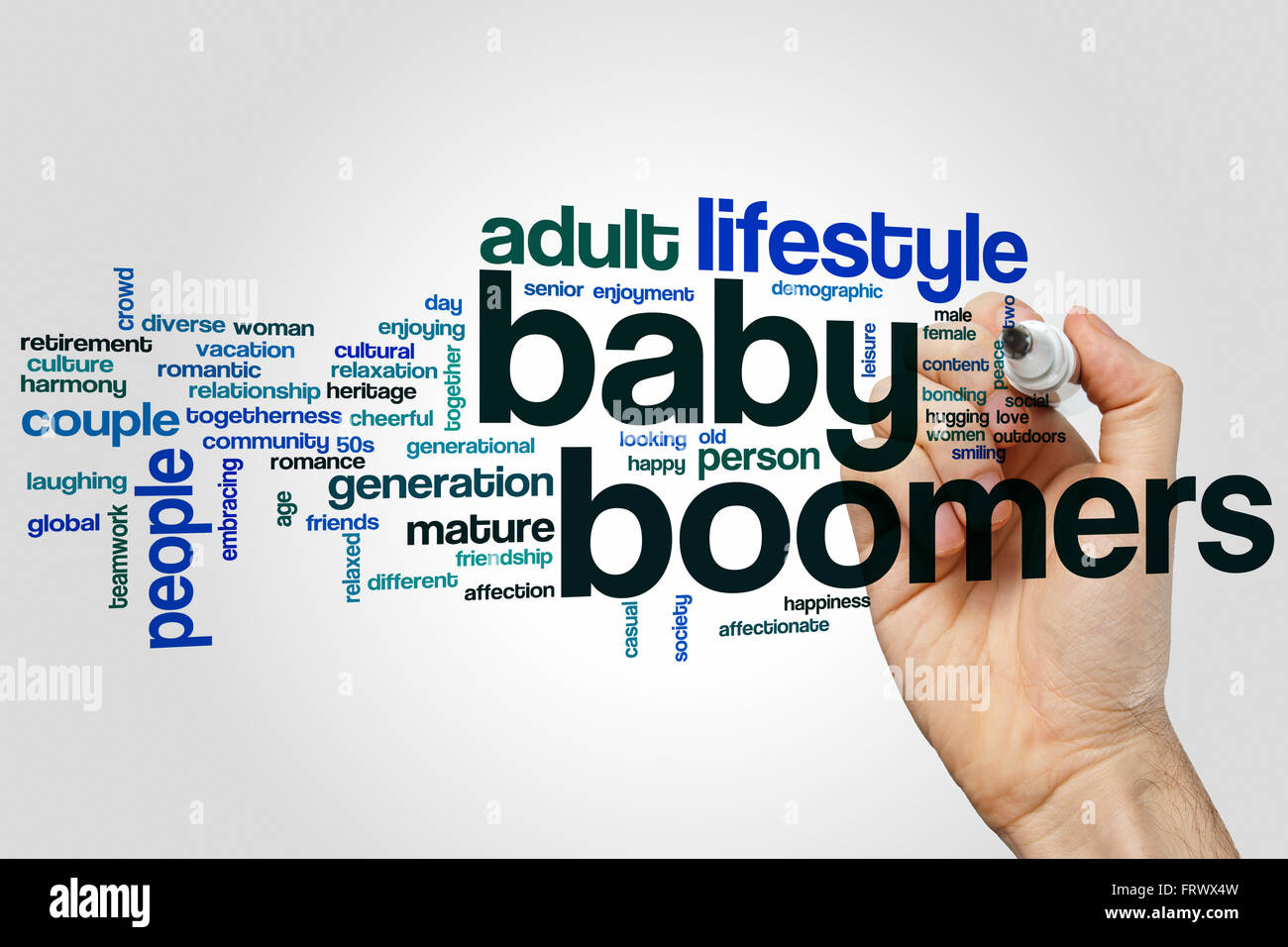 Baby boomers word cloud concept Stock Photo - Alamy