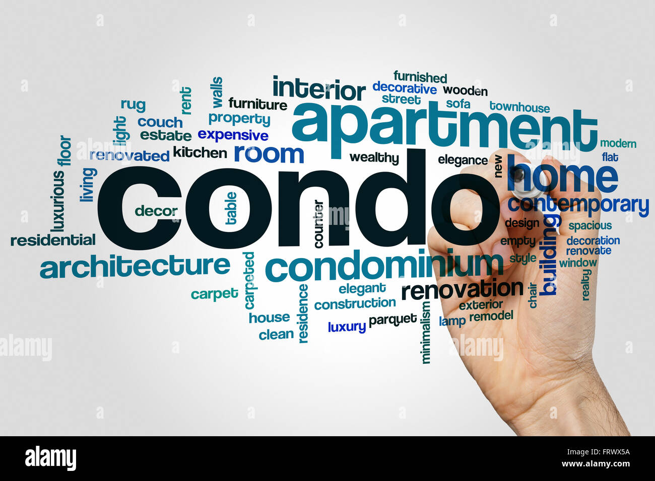 Condo word cloud concept with apartment home related tags Stock Photo ...