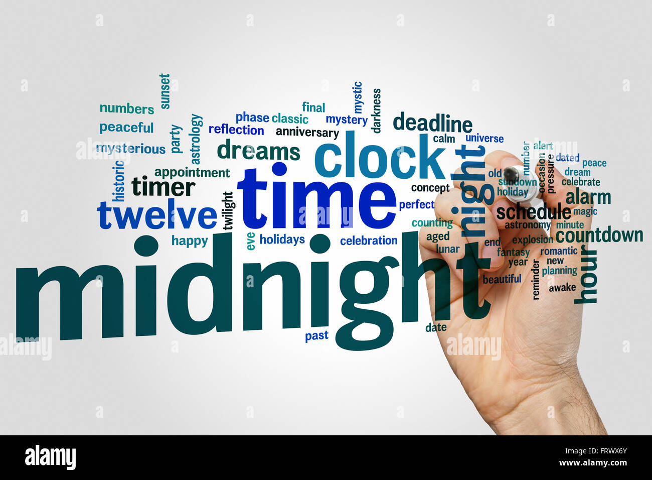 Midnight concept word cloud background Stock Photo - Alamy