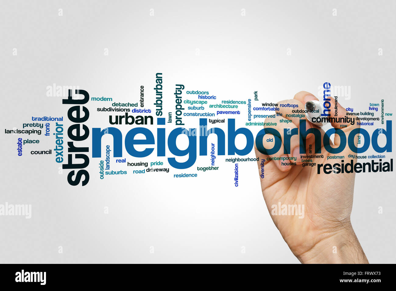 Neighborhood concept word cloud background Stock Photo - Alamy