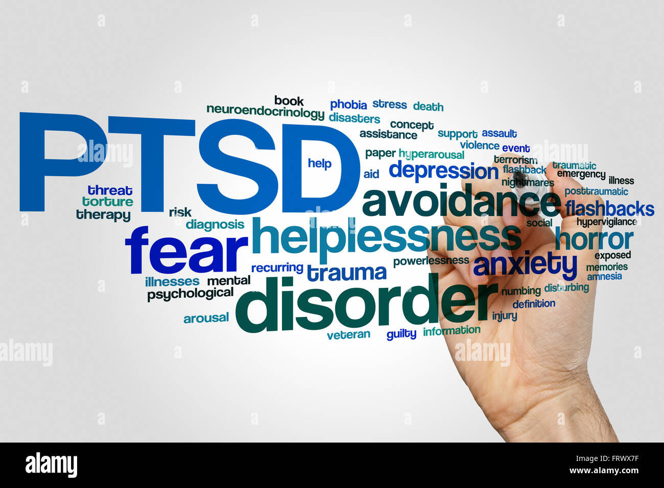 PTSD concept word cloud background Stock Photo - Alamy