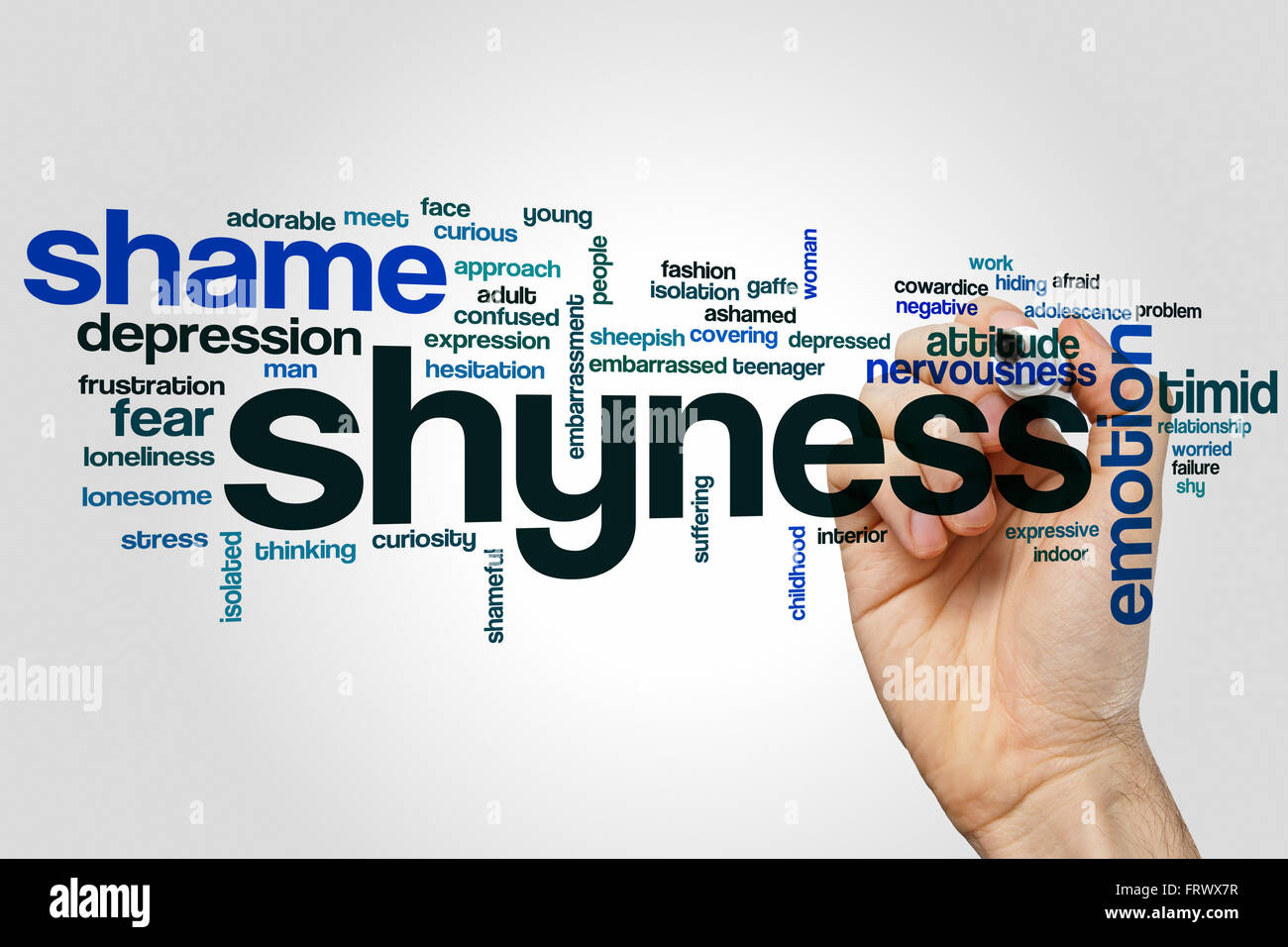 Shyness concept word cloud background Stock Photo - Alamy