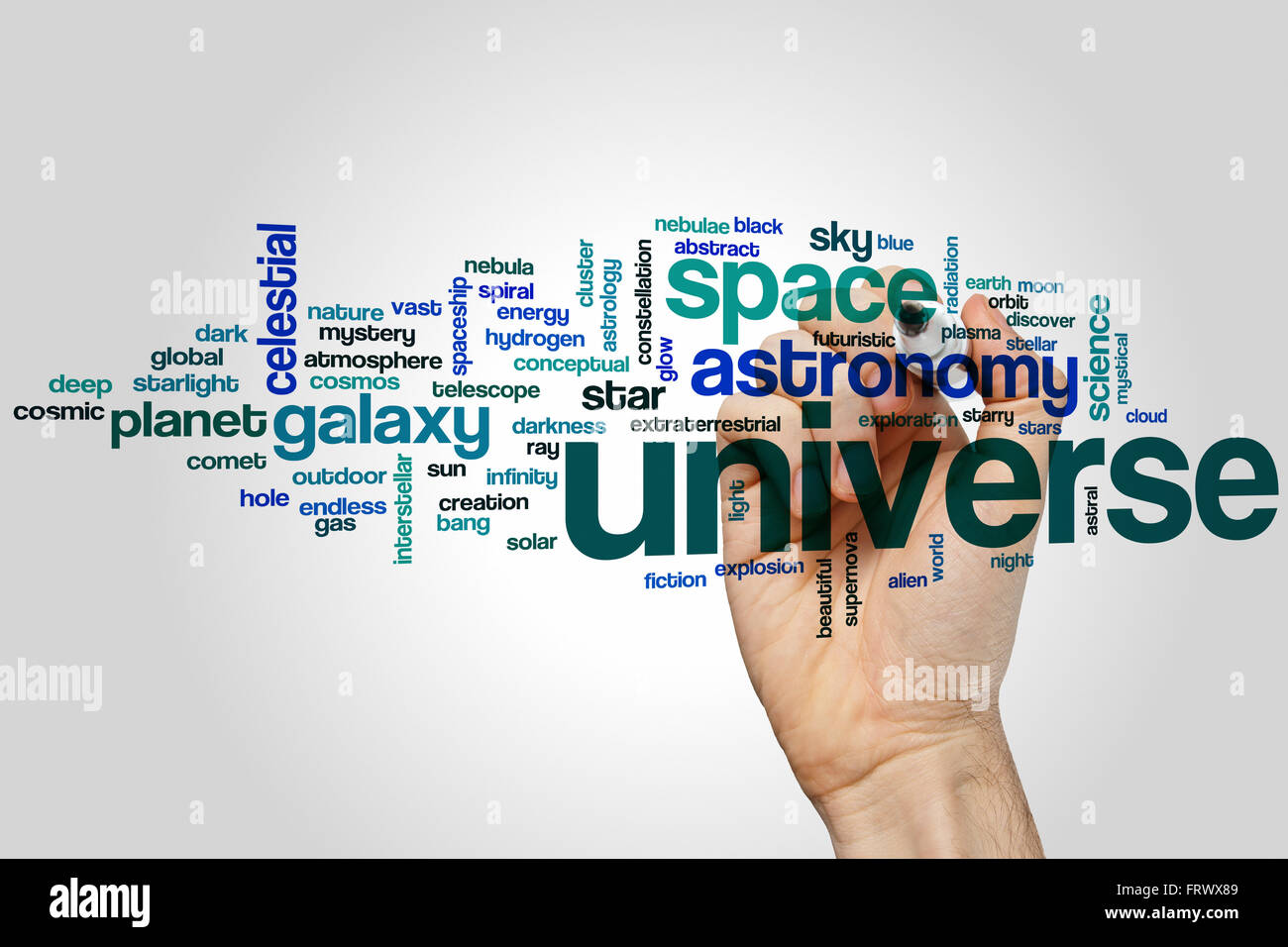 Universe word cloud concept Stock Photo - Alamy