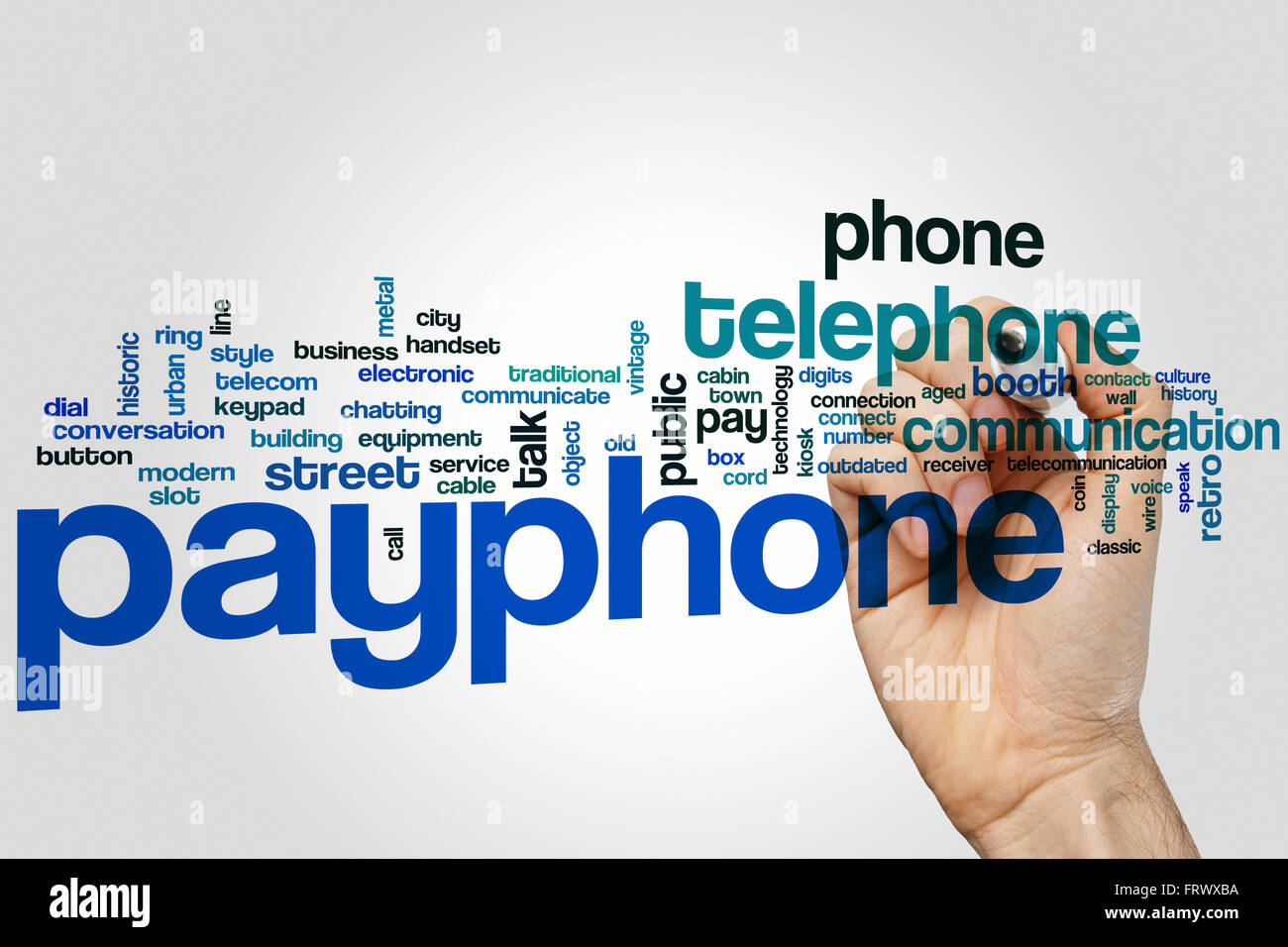 Payphone word cloud concept with telephone communication related tags ...