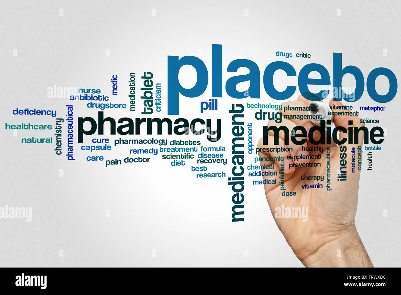Placebo word cloud concept Stock Photo - Alamy