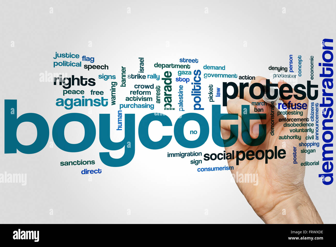 Demonstration word cloud concept with politics activism related tags ...
