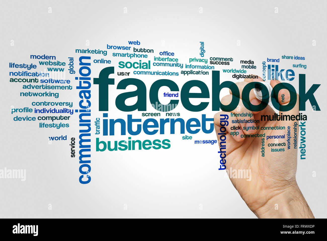 Facebook concept word cloud background Stock Photo - Alamy