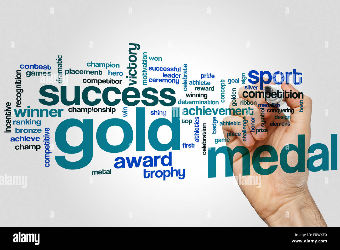 Gold medal word cloud concept Stock Photo - Alamy