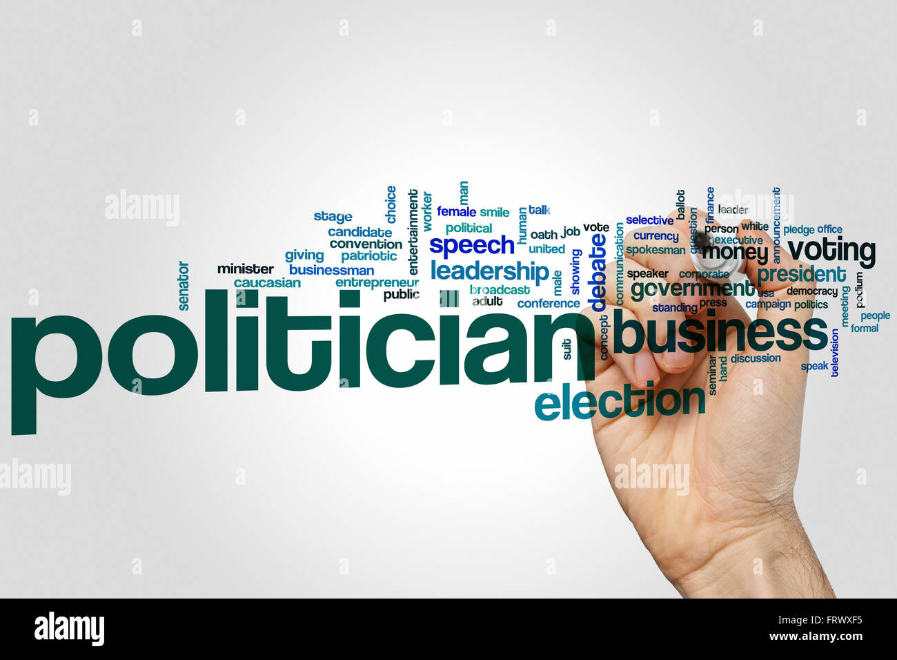 Politician word cloud concept Stock Photo - Alamy