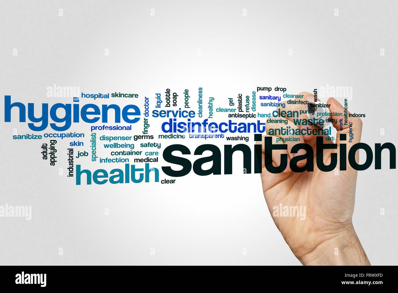Sanitation word cloud concept Stock Photo - Alamy
