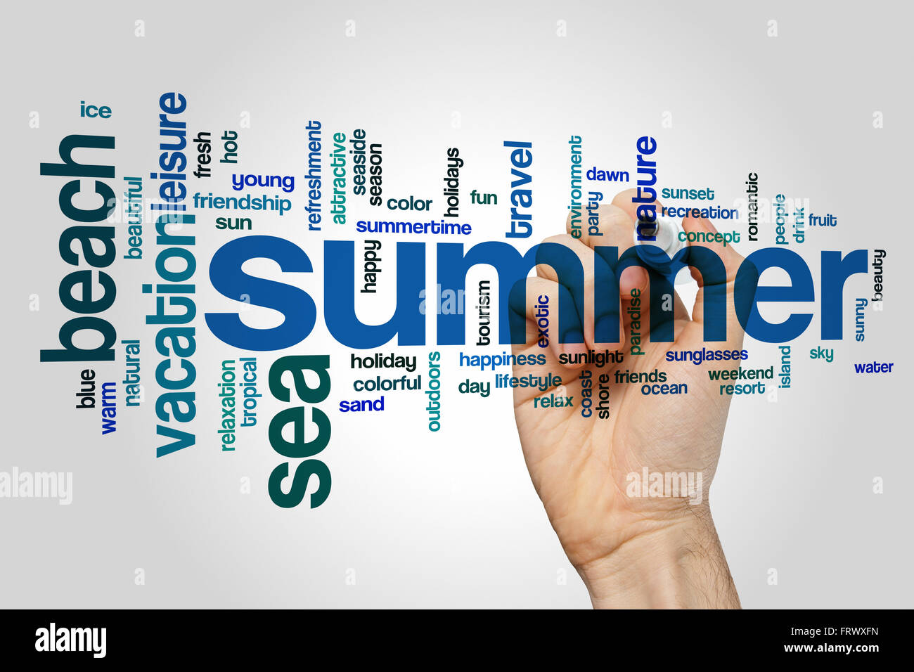 Summer word cloud Stock Photo - Alamy