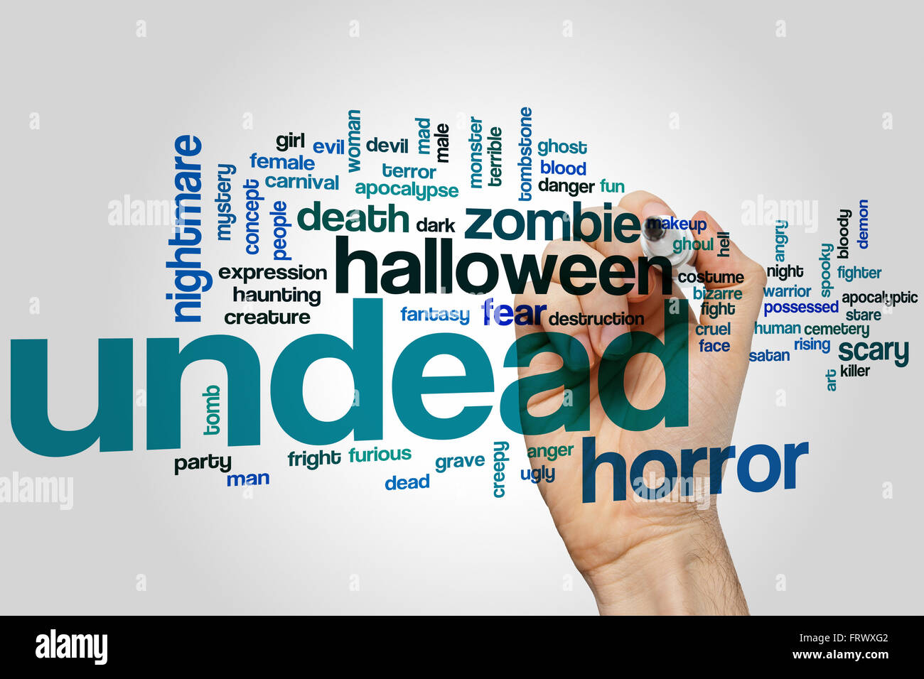 Undead word cloud concept with horror scary related tags Stock Photo ...