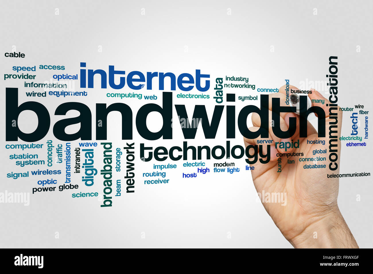 Bandwidth word cloud concept Stock Photo - Alamy