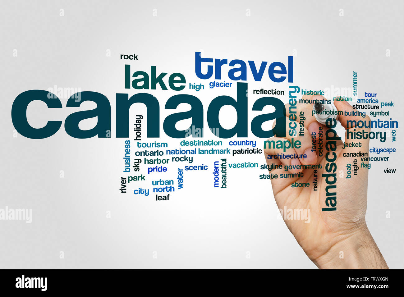Canada word cloud Stock Photo - Alamy