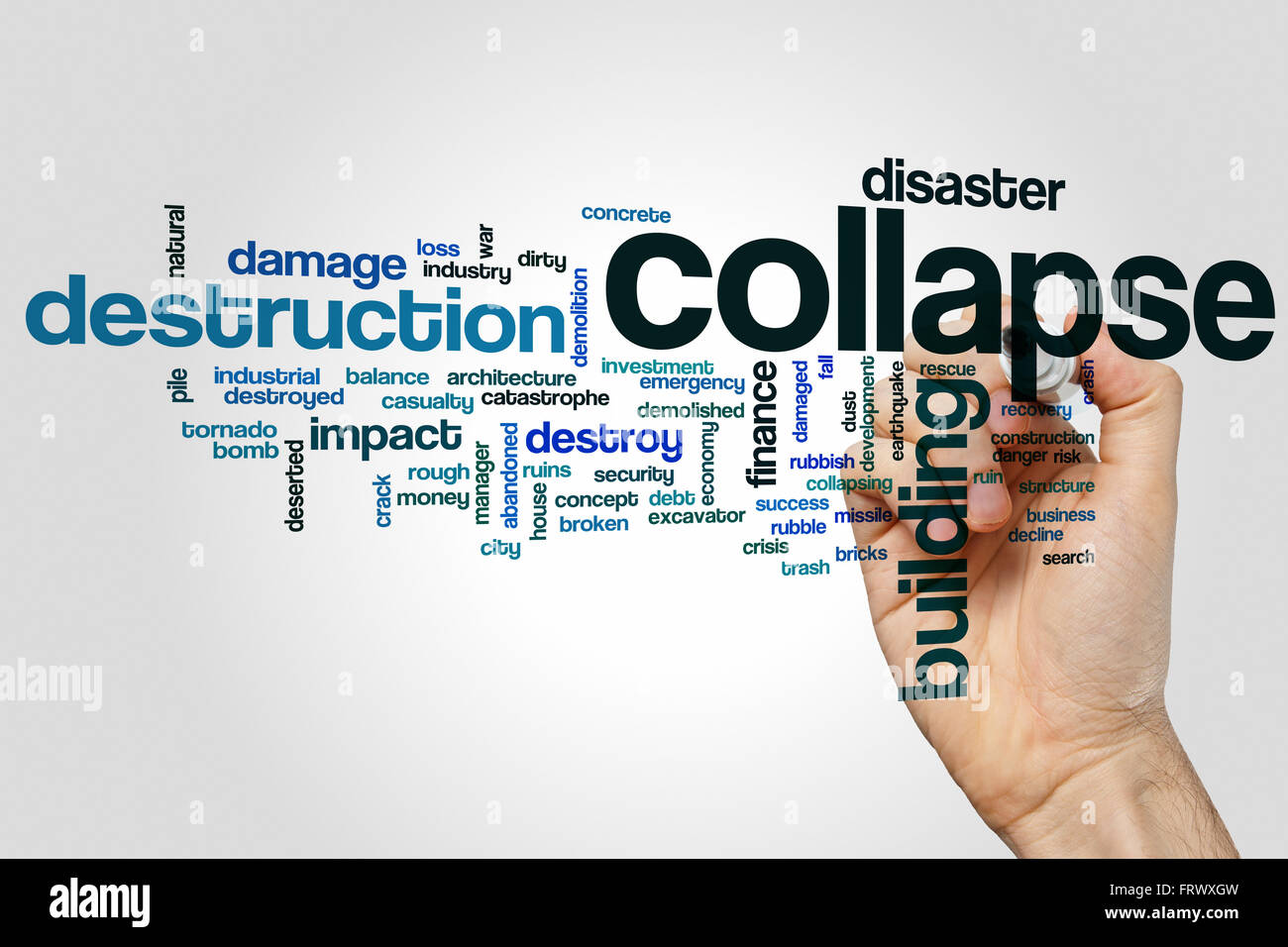 Collapse word cloud concept Stock Photo - Alamy