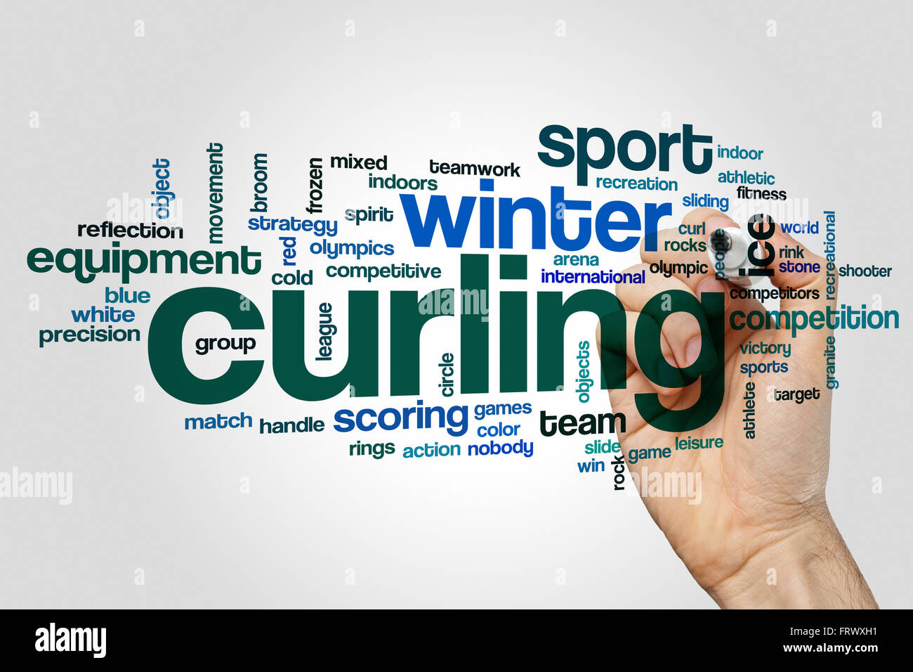 Curling word cloud Stock Photo - Alamy