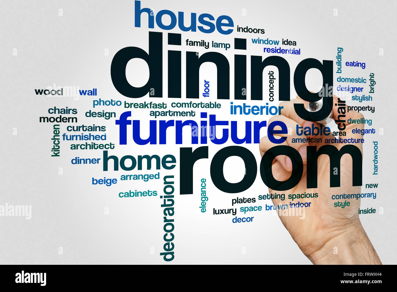 Dining room word cloud concept Stock Photo - Alamy