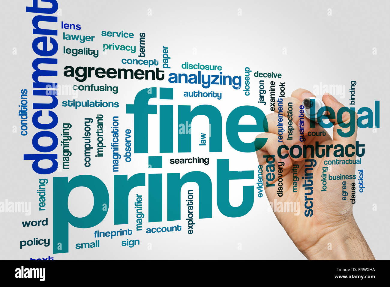 Fine print word cloud concept Stock Photo - Alamy