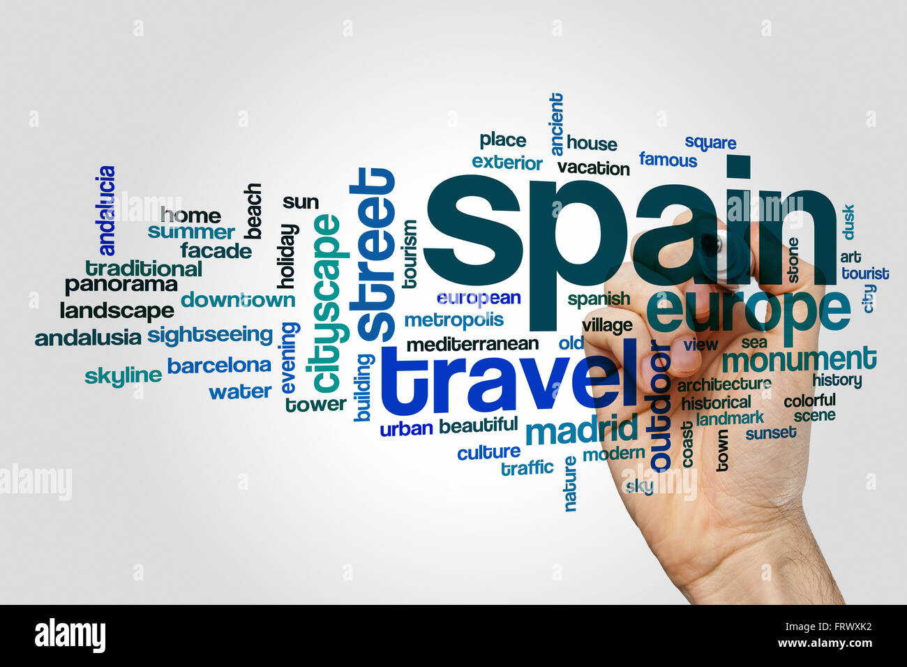 Spain word cloud Stock Photo - Alamy