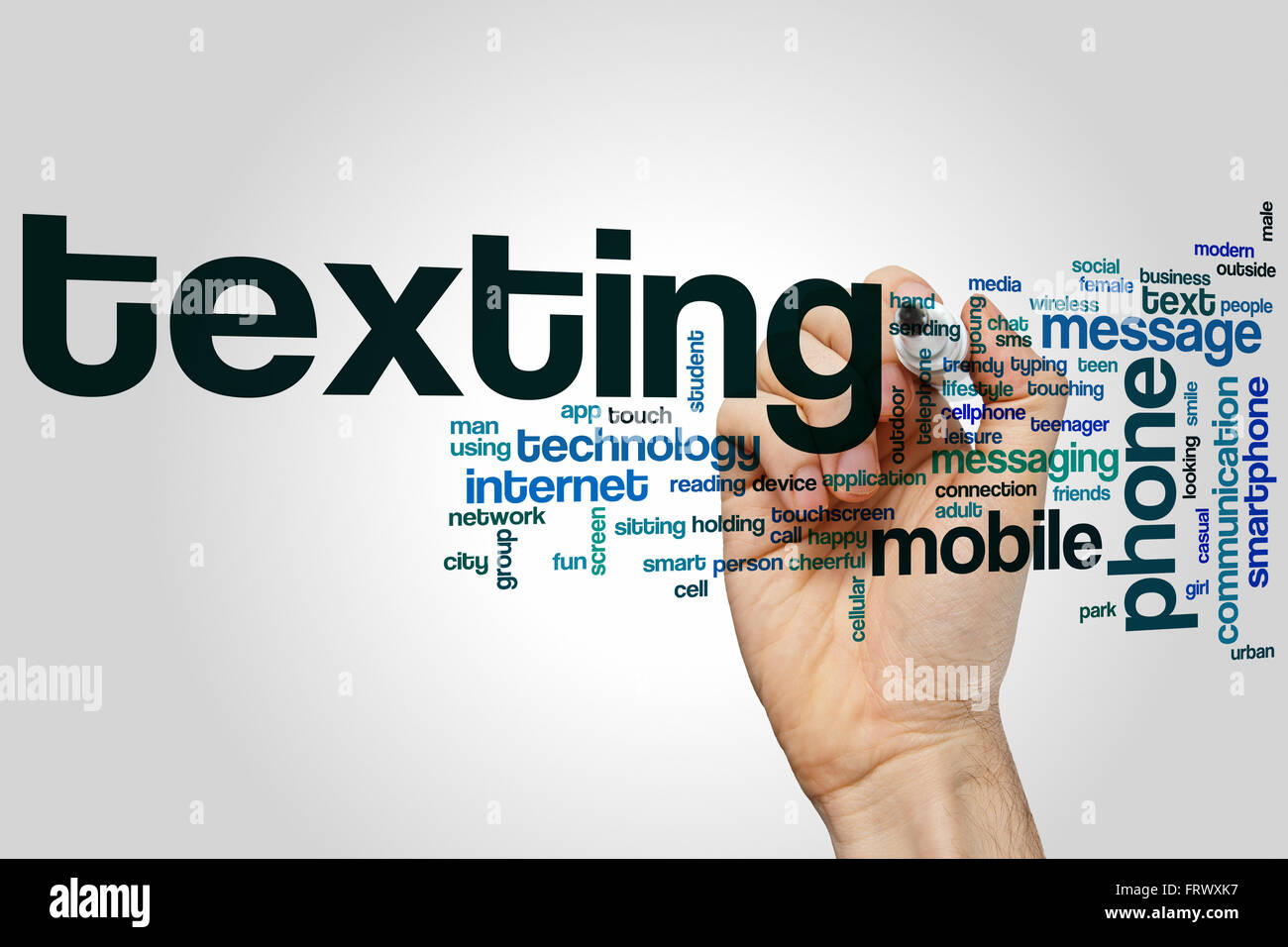 Texting word cloud Stock Photo - Alamy