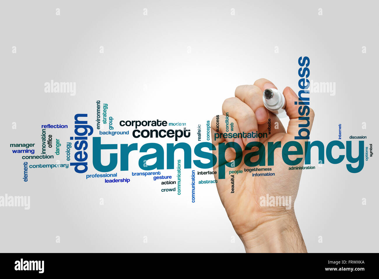 Transparency concept word cloud background Stock Photo - Alamy