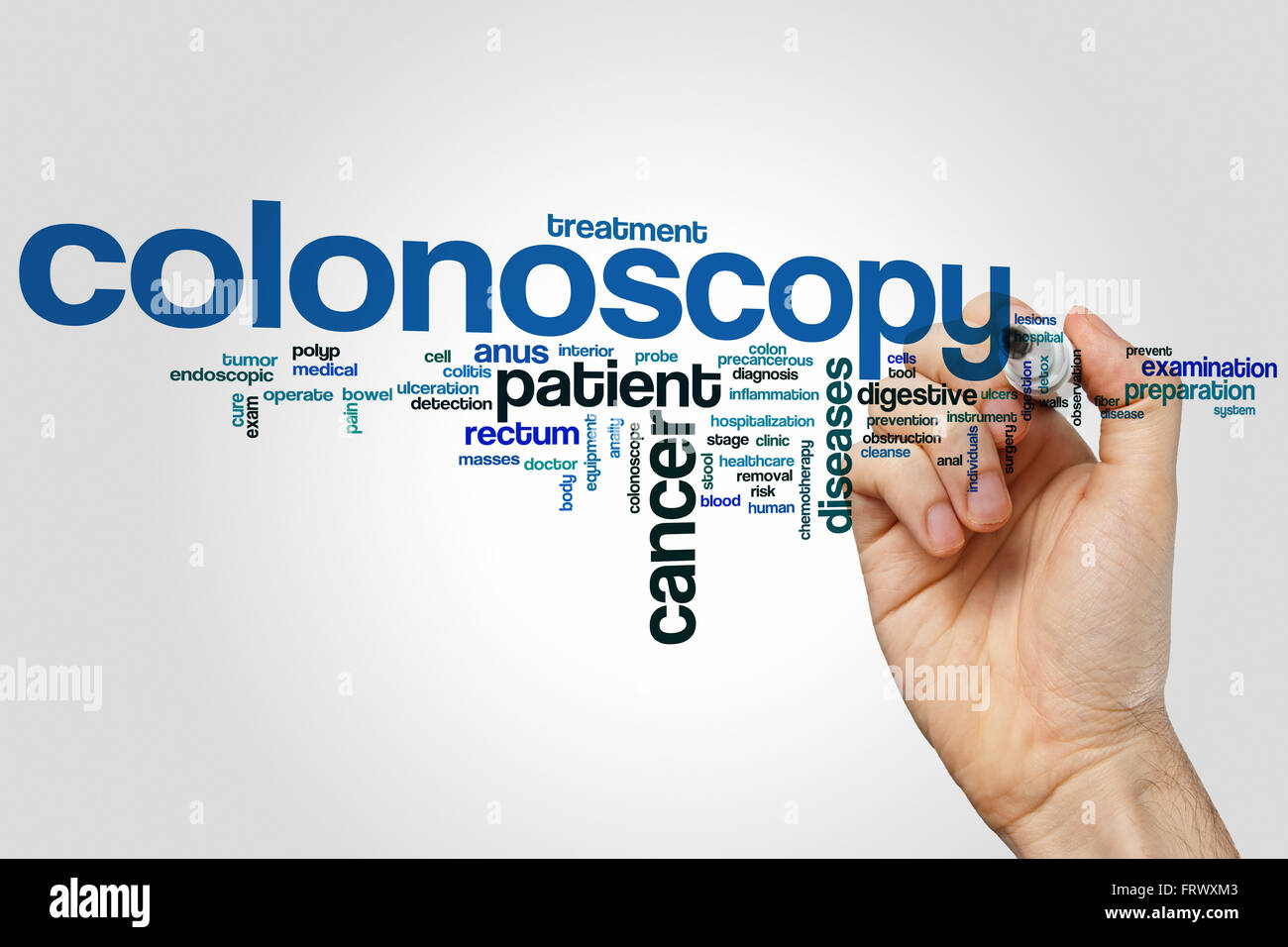 Colonoscopy word cloud concept Stock Photo - Alamy