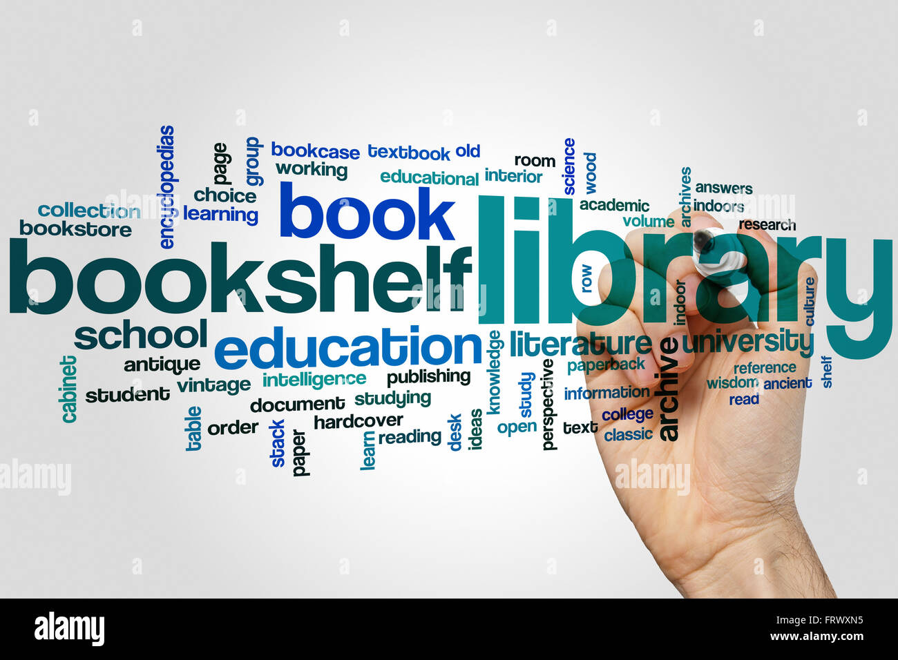 Library word cloud concept Stock Photo - Alamy