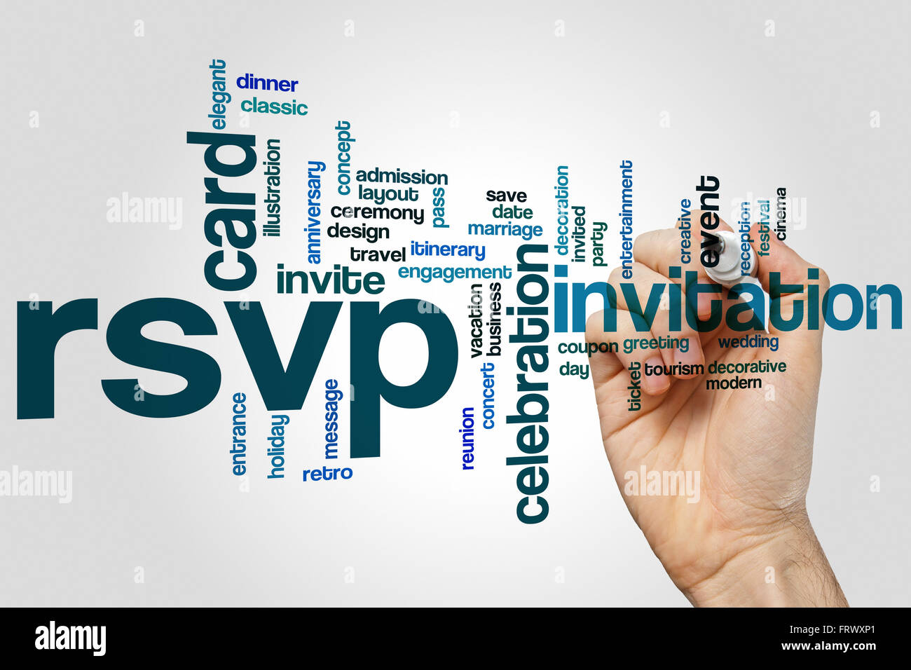 RSVP concept word cloud background Stock Photo - Alamy