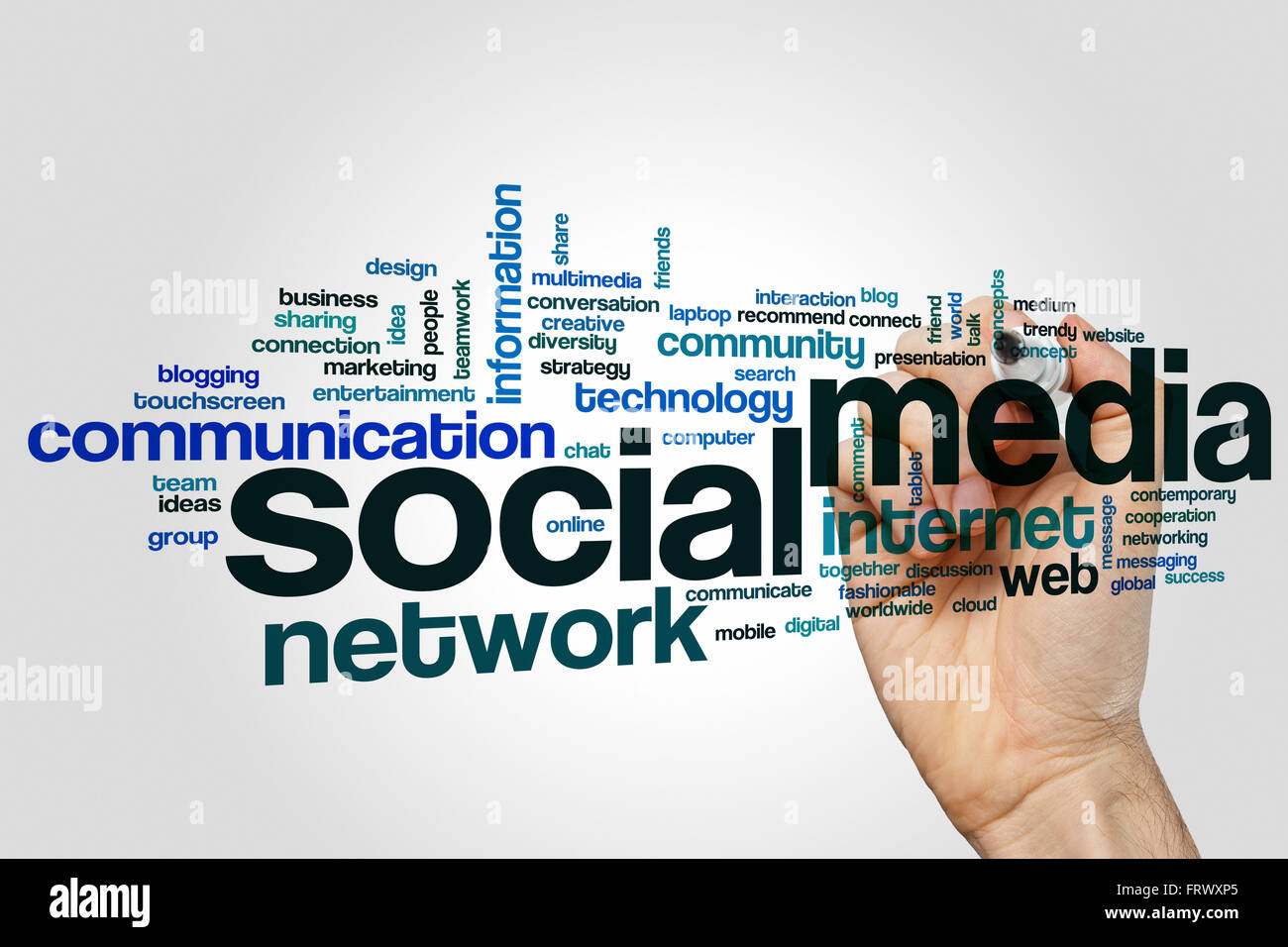 Social media concept word cloud background Stock Photo - Alamy