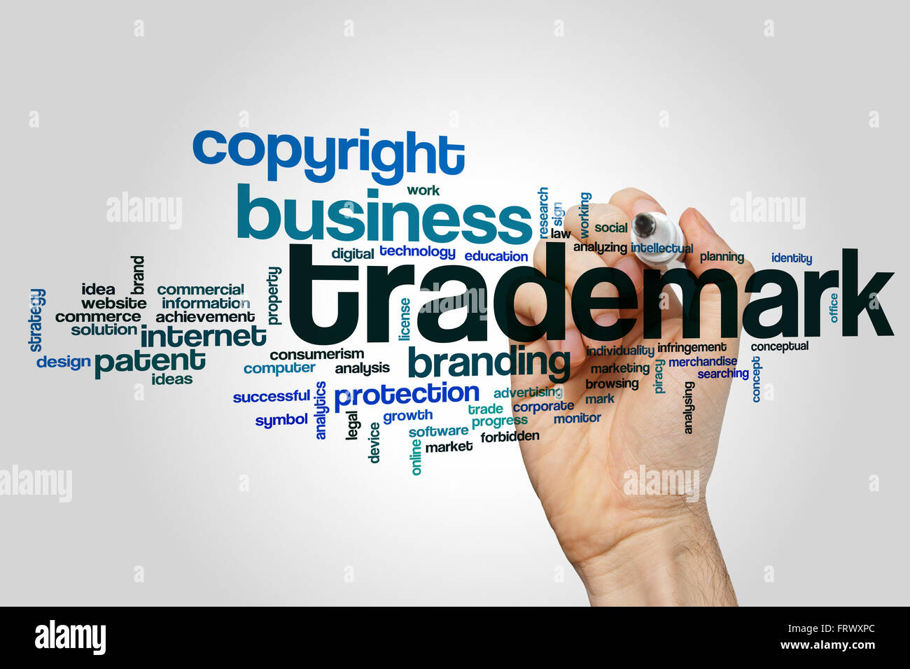 Trademark word cloud Stock Photo - Alamy