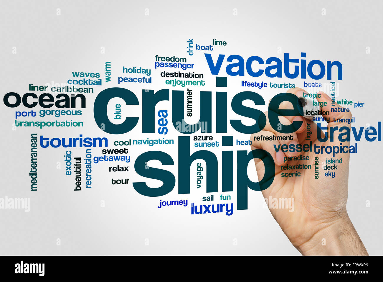 Cruise ship word cloud concept Stock Photo - Alamy